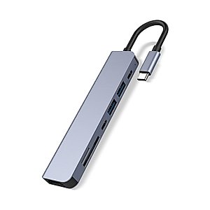 USB C Hub,7 in 1 Type C Hub,USB C Hub Multiport Adapter with 4K 60Hz HDMI,100W PD,2 USB 3.0,USB C Data Port,SD/TF Card Reader,Compatible for MacBook Air / Pro,iPad Pro,Surface Pro,XPS and More