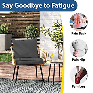 ZJEYEJZ Outdoor Chair Cushion Set, Thickened 24 x 24 x 5 Inch Patio Furniture Cushions, Waterproof & Fade Resistant Outdoor Seat Cushions with Ties for Chair Sofa Couch (Dark Gray)