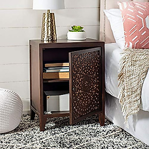 Safavieh Home Thea Brown 1-door Carved Mandala Nightstand