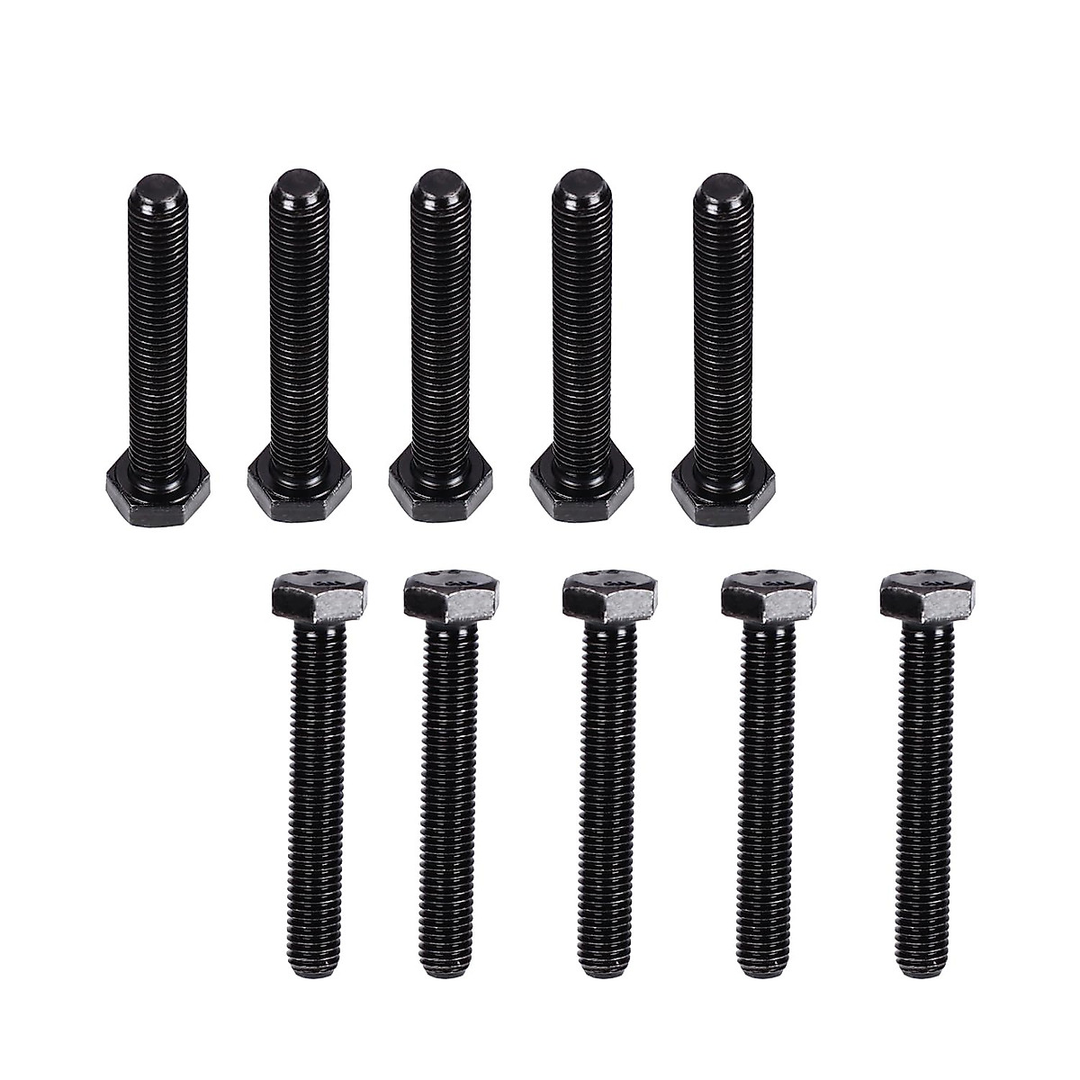 Aicosineg 10Pcs M10 x 65mm Carbon Steel Grade 8.8 External Hex Head Screw Bolts Metric Thread Hexagon Bolts Fastener Bolts for Hardware Furniture Industry Machinery Black 2.81x0.62inch
