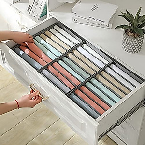 Qozary 4 Pack Drawer Organizers for Clothing, 10 Grids Foldable Dresser Drawer Organizers, Clothes Organizer for Folded Clothes, T-shirt, Tank Tops, Camisoles, Underwear, Leggings, Baby Clothes