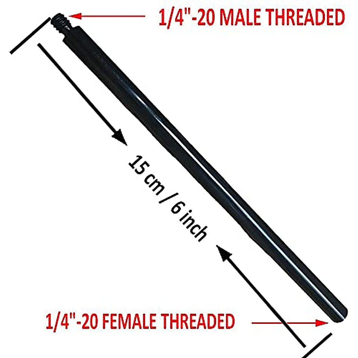 Metal Extension Rod Tripod Extension Tube Lightweight Pole Extender Accessory - with 1/4"-20 Female Threaded and 1/4"-20 Male Threaded for Tripod Stabilizer for Gopro DSLR & SLR Cameras