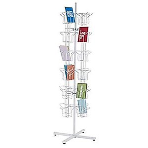 White 48 Pocket Greeting Card Display Rack with Top Sign Holder 65 H x 16 D
