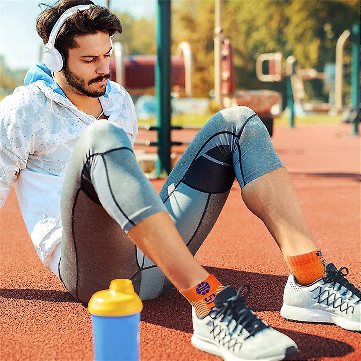 QUXIANG Compression Socks for Women & Men Circulation 3/6/7 Pairs Arch Ankle Support 15-20 mmHg Best for Running Cycling (Multi 31,L/XL)