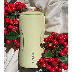Ginnzo Slim Can Cooler - Double Walled Stainless Steel CanKoozie | 12 Oz Insulated Drink Holder for Tall Skinny Hard Seltzer/Beer/Soda/Energy Drinks (Sunlight)
