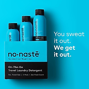 Nonaste Travel Laundry Detergent - Zen Fresh, 3 Fl Oz (Pack of 3), 9 Loads - Travel Size Laundry Detergent for Workout Clothes & More - TSA Compliant for On the Go