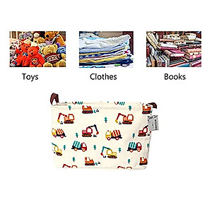Rectangle Storage Baskets Canvas Fabric Organizer Bin for Kids Toys, Books, Clothes, Pets & Gifts - Perfect for Home/ Office / Nursery/ Shelves(Cars)