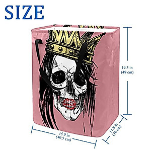 Skull Laundry Basket Collapsible Storage bin with Handles for Hamper,Kids Room,Toy Storage