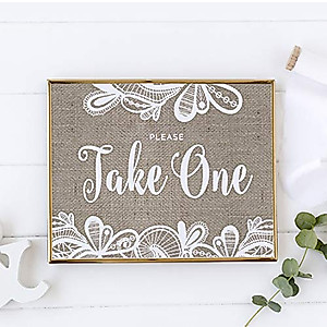 Andaz Press Unframed Wedding Party Signs, 8.5x11-inch, Burlap Lace, Welcome to Our Wedding, Cards and Gifts, Please Take One Favors, Please Sign Guestbook, 4-Pack, Frames Sold Separately