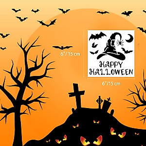 Halloween Stencils for Painting on Wood Walls Crafts Canvas, Reusable Happy Halloween/Trick or Treat/Spider Web/Skull/Bats/Cat/Ghost Painting Stencils for Halloween Decorations