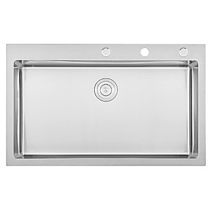 CozyBlock 36 Inches 16-Gauge Stainless Steel Topmount Drop-in Single Bowl Kitchen Sink in Brushed Stainless Steel Finish with Strainer