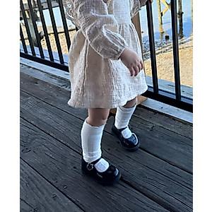 Zando Toddler Knee High Socks Girls White Ruffle Thigh High Stockings Kids Baby Knee High Tube Socks Cotton Breathable White Socks for Toddlers Girls 18-24 Months Milk White 1Pack 12-24 Months