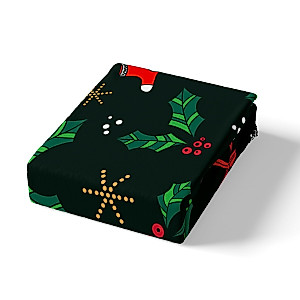 Erosebridal Merry Christmas Duvet Cover Twin,Cartoon Gingerbread Man Bedding Set for Kids Boys Girls,Sprig of Holly Floral Comforter Cover,Xmas Ball Bed Sets with 1 Pillowcase