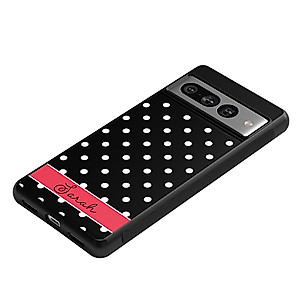 Polka Dot Black White Red Personalized Black Rubber Phone Case Compatible With Google Pixel 8 Pro, 8a, 8, 7a, 7, Pixel 7 Pro, 6a, Pixel 6 Pro, 6, Pixel 5, 4a 5G, 4a 4G, 4, 4 XL, 3a, 3a XL, 3, 3