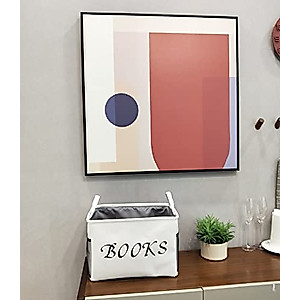 HIYAGON Rectangular Storage Basket,Canvas Toys Storage Bin Organizer,Large Kids Storage Box Nursery Hamper for Children,Books,Boys and Girls,Gift Basket(Books)