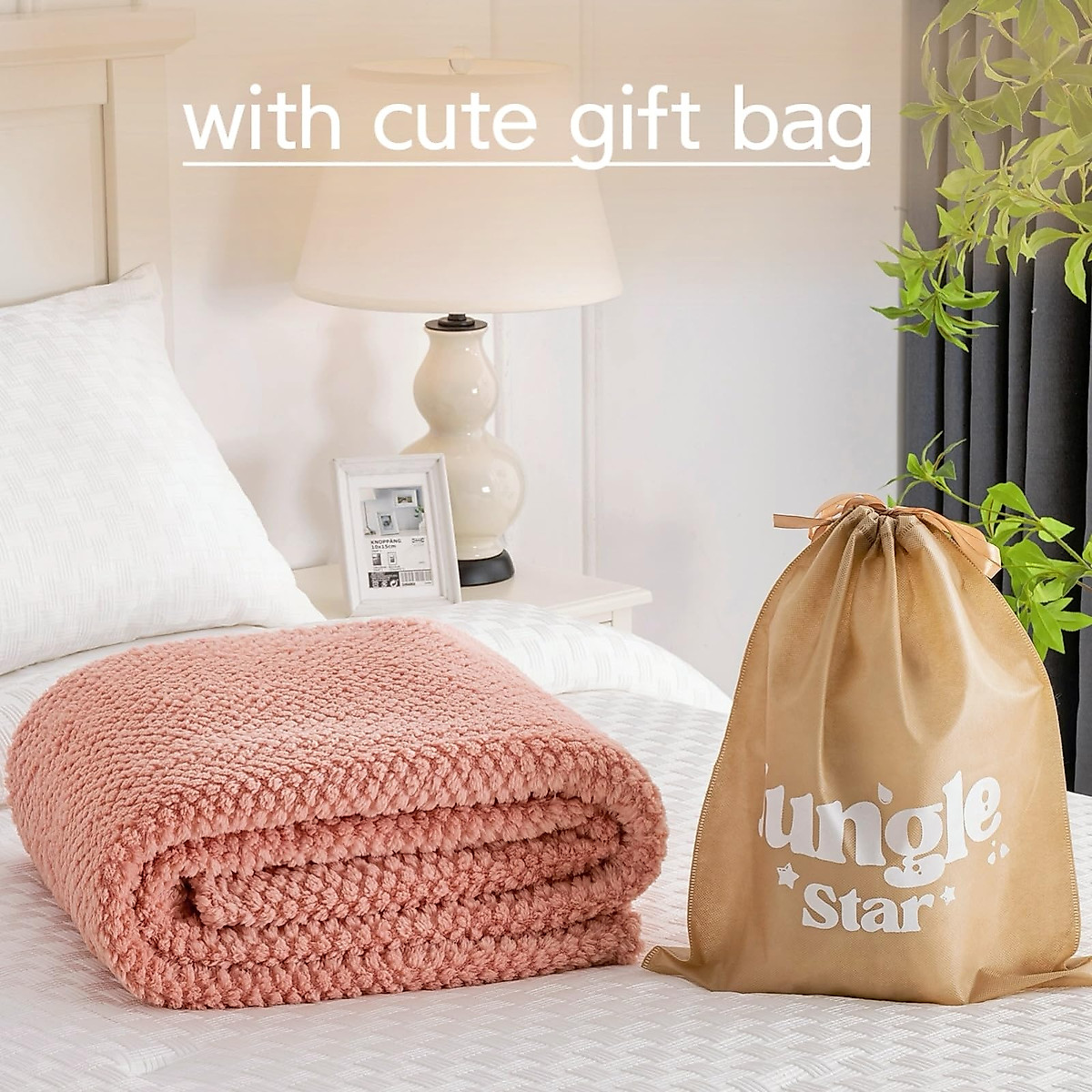 Pink 300GSM XL Throw Blanket for Couch Or Bed 50x70, Waffle Cozy Soft Blanket for Cute Teen Girl Room Decor Lightweight Fluffy Throws All Seasons