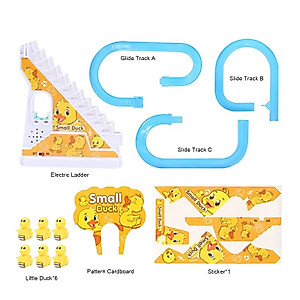 Fun Duck Climbing Stairs Track Toys Electric Music Slide Stair Climbing Toy with 6pcs Ducks Puzzle Assembly Toy for Kids Gift