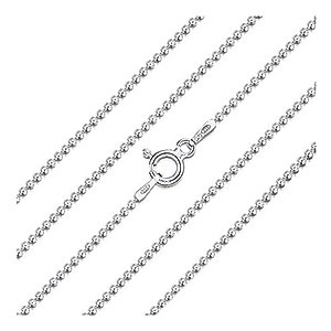 Adabele 1pc Authentic 925 Sterling Silver 1.0mm Dainty Cute Ball Link Chain Necklace 16 Inch for Men Women Made In Italy Hypoallergenic Nickel Free SS130-16