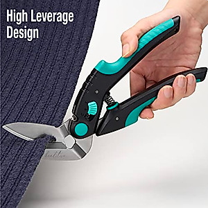 Beaditive Heavy Duty Multipurpose Angled Craft Scissors 10" - Japanese Stainless Steel, Serrated Blade - Industrial Shears for Thick Fabrics, Leather, Cardboard, Carpets, Artificial Grass