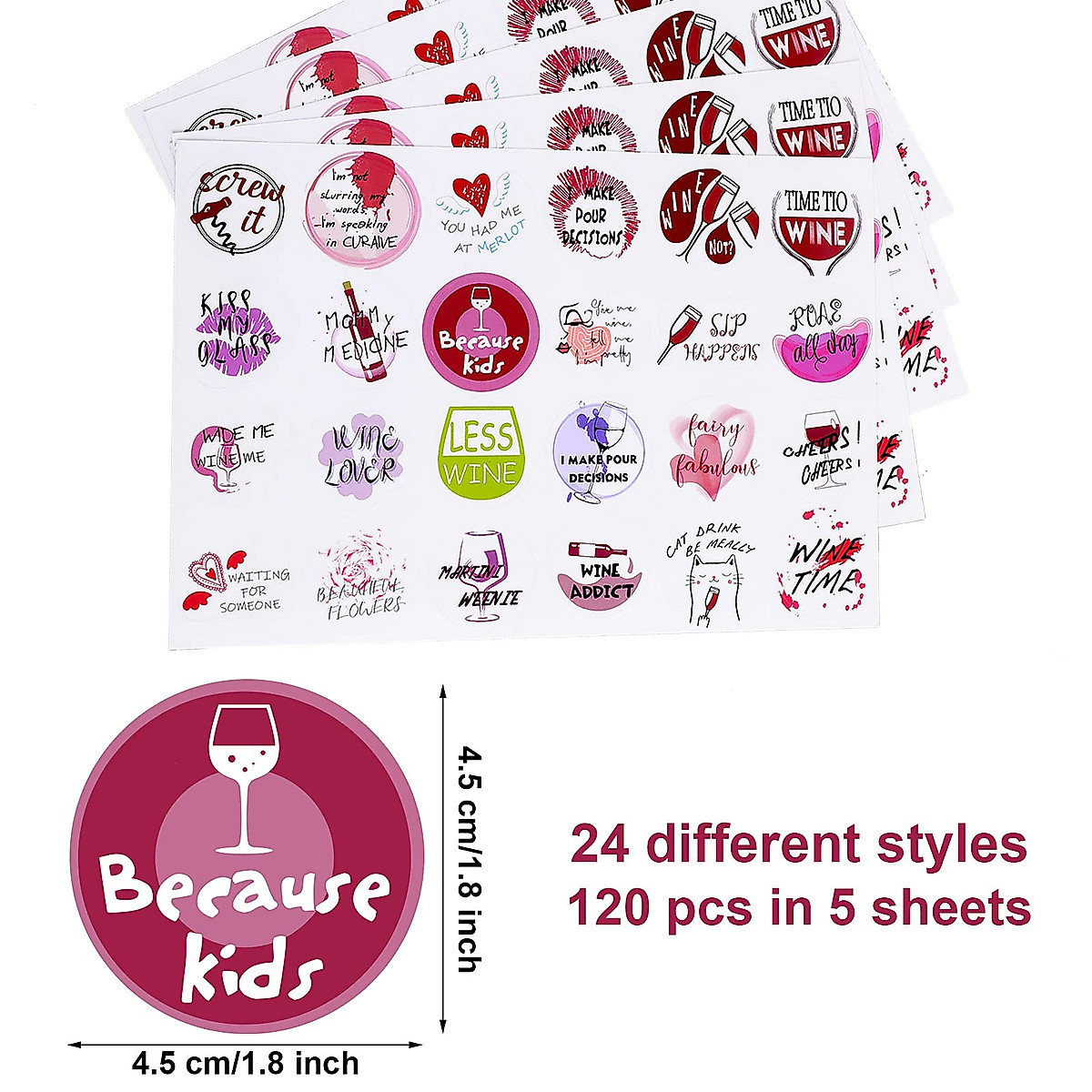 Outus 120 Pieces Glass Drink Markers Funny Stickers for Glasses for Tasting Party Charms and Favors Dinner Party Wedding BBQ Pub