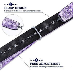 DiBanGu Lavender Purple Bow Tie for Men Woven Paisley Self Tied Bow Tie and Lapel Pin Set with Handkerchief Cufflinks