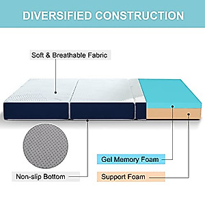 Iyee Nature Folding Mattress, 3 inch Tri-Fold Memory Foam Mattress, Foldable Mattress Topper with Bamboo Cover for Camping, Guest - Full Size, 73" x 52" x 3"