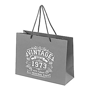 50th Birthday Gift Bags - Grey Paper with Rope Handles - Recycled Eco Friendly Gift Bag - Original Parts 1973 - Medium