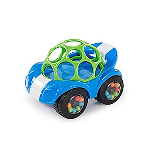 Bright Starts Oball Rattle & Roll Sports Race Car Toy Push and Go Vehicle, Easy Grasp, Ages 3 Months +, Blue