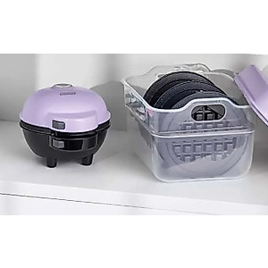 DASH Mini Waffle Maker with 7 Removable Plates-Spring Themed Plates - Bunny Clover Heart with Storage Container Non-Stick Coating- Temperature Control- Indicator Light for Home and Travel, Purple