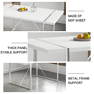 FURNITO Dining Table Set for 6,Modern Rectangle White Dining Table with PU Dining Chairs 6,Ideal for Home,Kitchen Dining Room,Kitchen Table and Chairs for 6