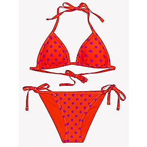 Smart & Sexy womens String Bikini Set, Bright Polka Dot Print, Medium US