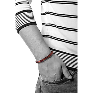 AMBERAGE Natural Baltic Amber Bracelet for Adults (Women/Men) - Hand Made from Raw-Unpolished/Certified Baltic Amber Beads(6 Colors) (8, Raw-Unpolished Cognac)