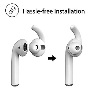 Anti-Slip Earhooks Soft Silicone Skin Compatible with Apple Airpods 2 & 1 Lightweight Sound Quality Enhancement for Headphones Outdoor Activities in-Ear EarHook 2 Pairs White