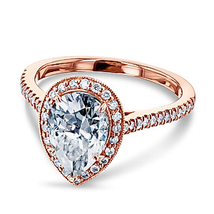 Kobelli Pear Shape Moissanite Halo Engagement Ring 2 1/2 CTW 14k Rose Gold, Size 8.5