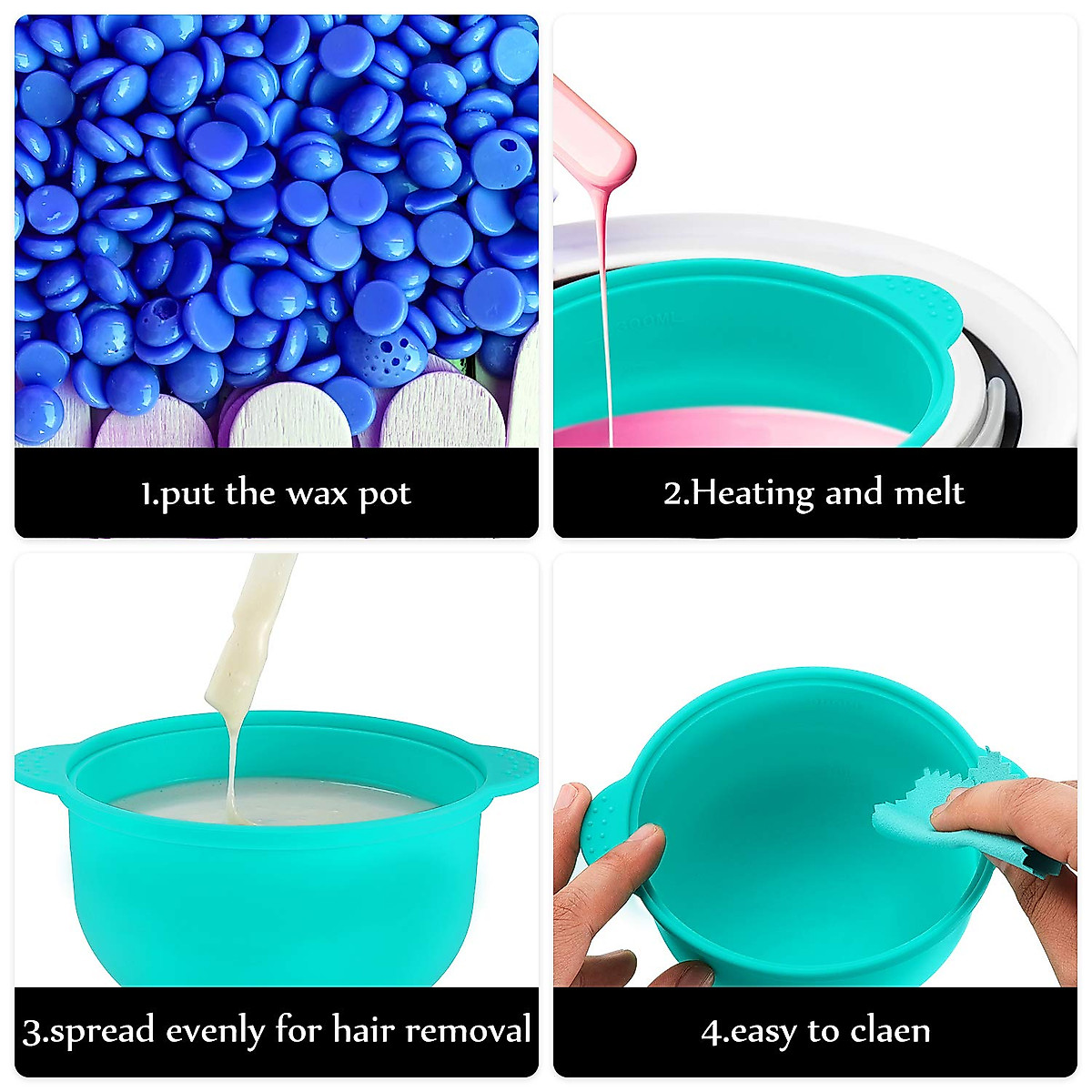 3 Pieces Silicone Wax Pot Replacement, 14 oz Wax Pot Insert for Hair Removal Wax Warmer Liner Removable Waxing Bowl for Home Use Wax Machine Accessory, 500 ml
