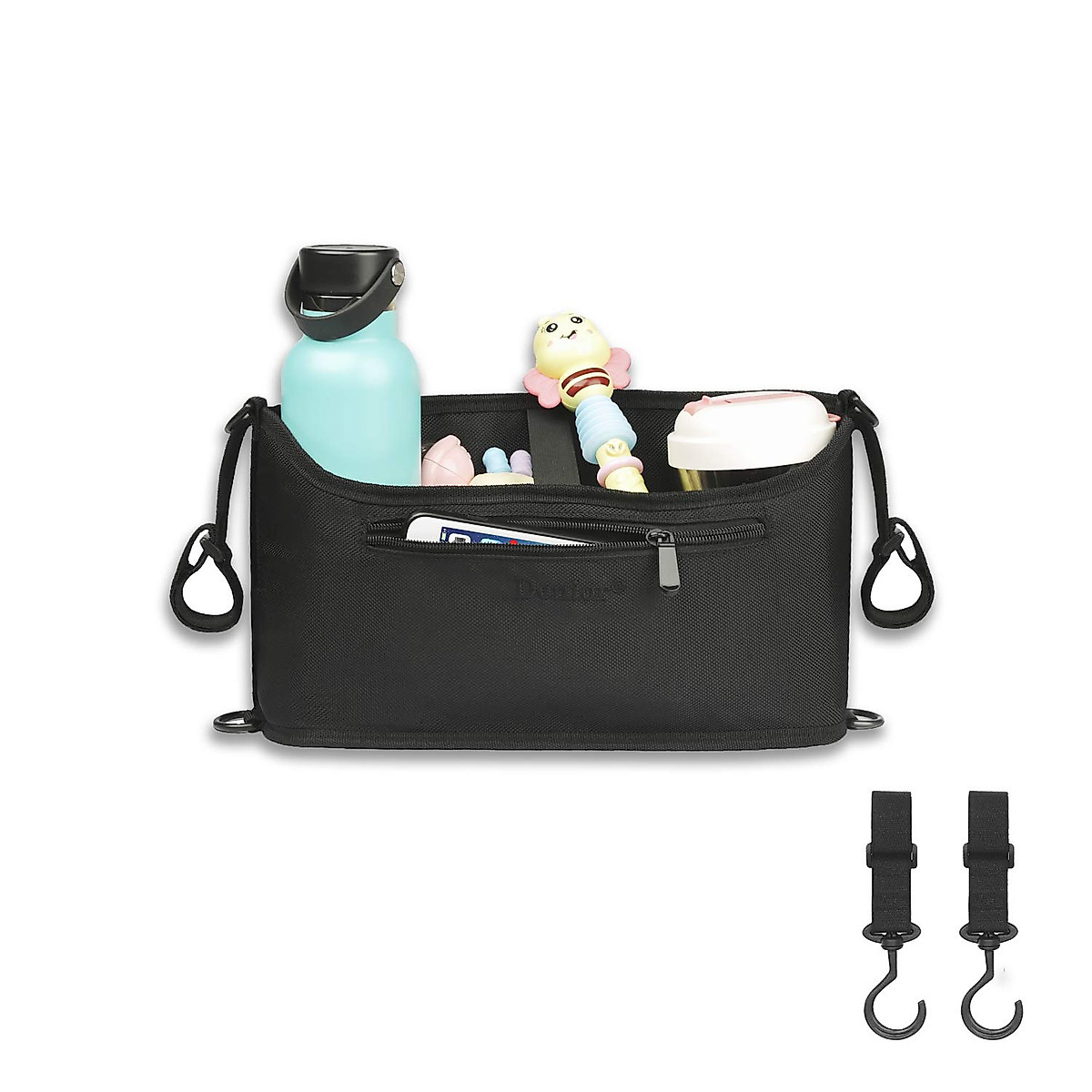 Universal baby stroller storage bag, 2 hooks, latest style，exclusive design, baby stroller, extra storage space, easy to install, storage bag (bag)