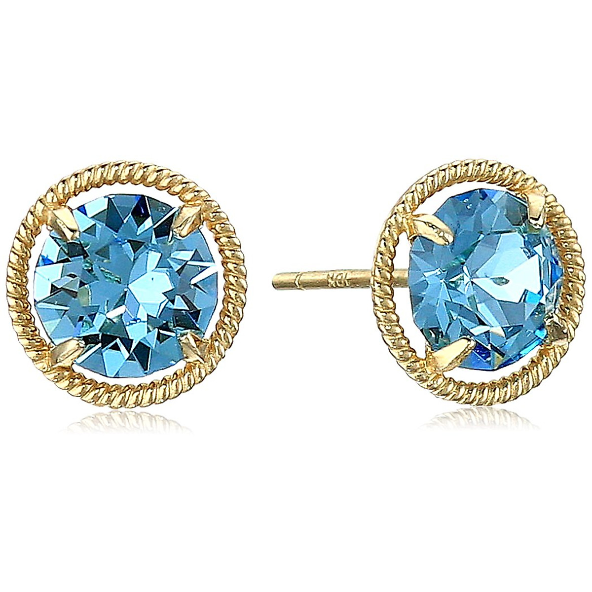 Amazon Essentials 10k Gold Made with Infinite Elements Imported Crystal Birthstone March Stud Earrings (previously Amazon Collection)