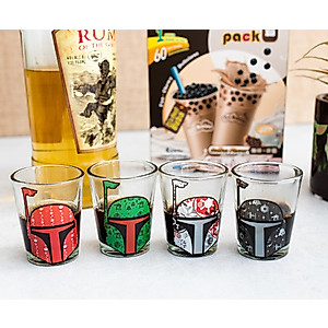 Silver Buffalo Star Wars Holiday Boba Fett 2.5-Ounce Mini Shot Glasses | Set of 4