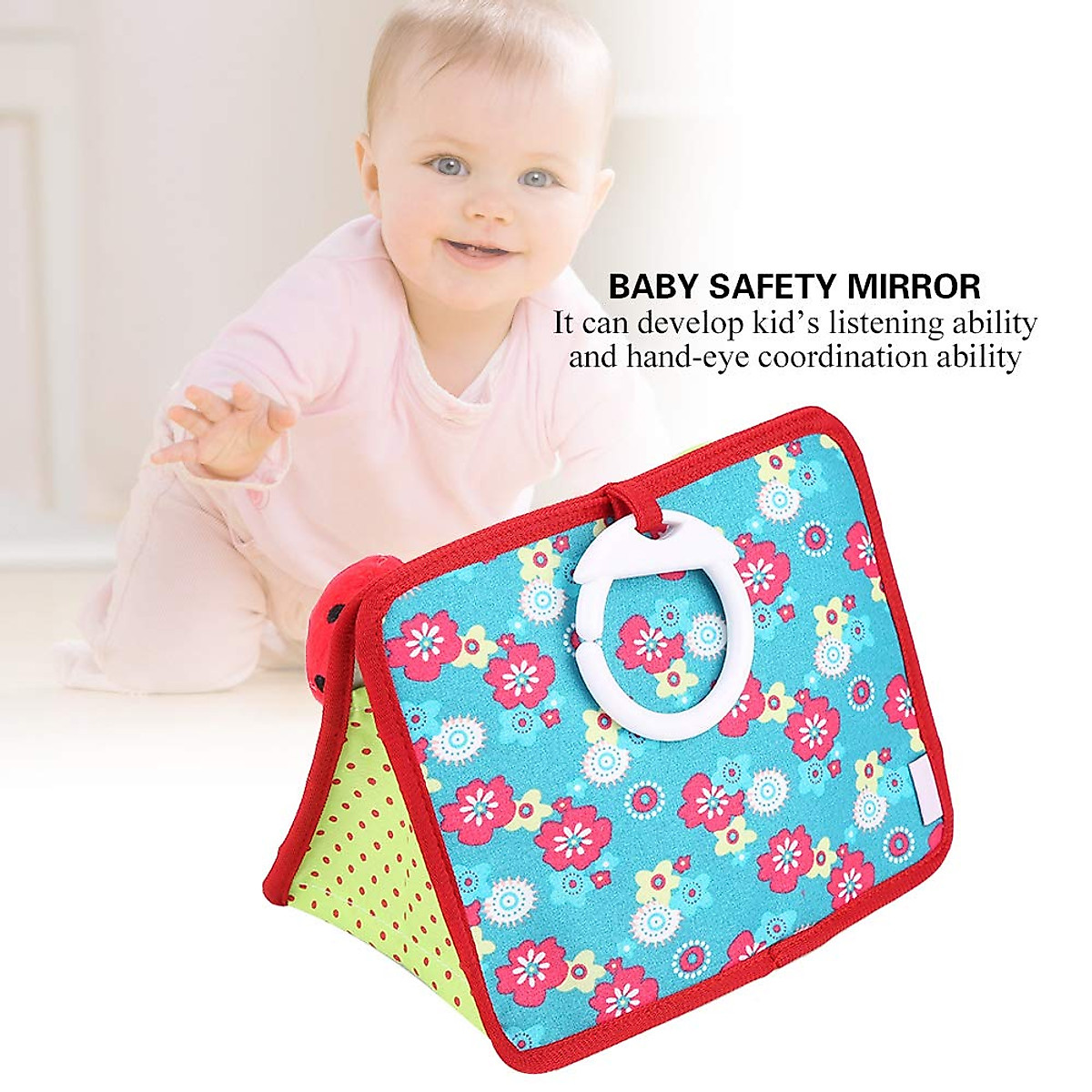 ViaGasaFamido Baby Mirror, Colorful Cute Baby Essential Developmental Safety Mirror Stroller Pedant Tool Children Early Educational Tool