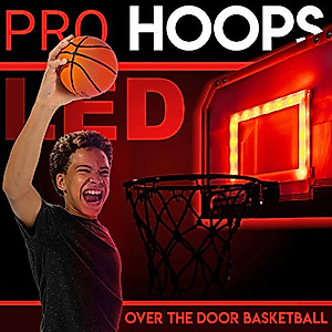 Franklin Sports Over the Door Indoor Basketball Hoop - Kids Mini Hoop for Bedroom - Steel Rim Mini Hoop - Includes Ball and Pump - Red Light Up