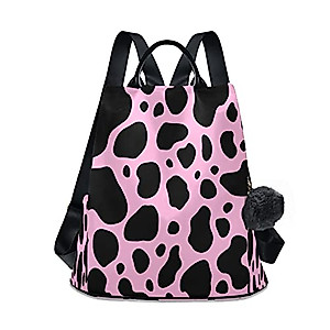 xigua Pink Black Cow Print Backpack Purse for Women Anti Theft Fashion Back Pack Shoulder Bag197