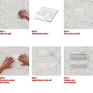 Simple Houseware 2-Tier Wall Mounted Adhesive Shower Caddy Shelf Organizer w/Hooks, Chrome