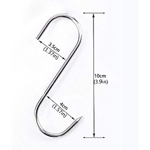 ARTOYS Meat Hooks 4'' 4mm, SUS304 Stainless Steel Butcher's Hook(10Pack), Meat Hook for Smoker, Drying, Butchering, Smoking, BBQ, Grilling,Jerky.