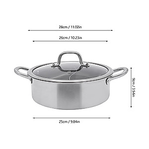 Stainless Steel Hot Pot with Divider,Pot with Glass Lid, Hot Pot with Spoon/Leaky Spoon for Kitchen Cooking Hotels Restaurants Home