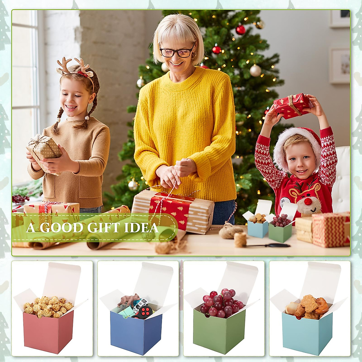 48 Pack Colorful Gift Boxes Small Cardboard Boxes with Lids Bulk Square Kraft Paper Cube Boxes Easy Assemble for Crafting Cupcake Christmas Wedding Presents Birthday (Macaron Color,3 x 3 x 3 Inch)