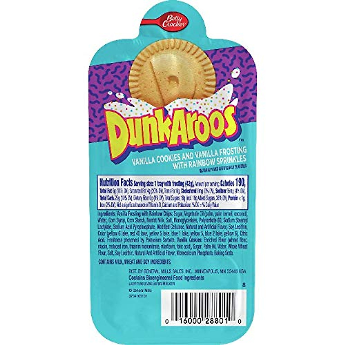 Dunkaroos Vanilla Cookies and Vanilla Frosting with Rainbow Sprinkles, 6 ct
