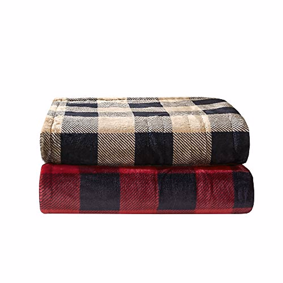 True North by Sleep Philosophy Buffalo Plaid Electric Blanket Throw Ultra Soft Plush Auto Shut Off with 3 Heat Level Setting Controller, Oversized - 5 Years Warranty, 60x70", Red