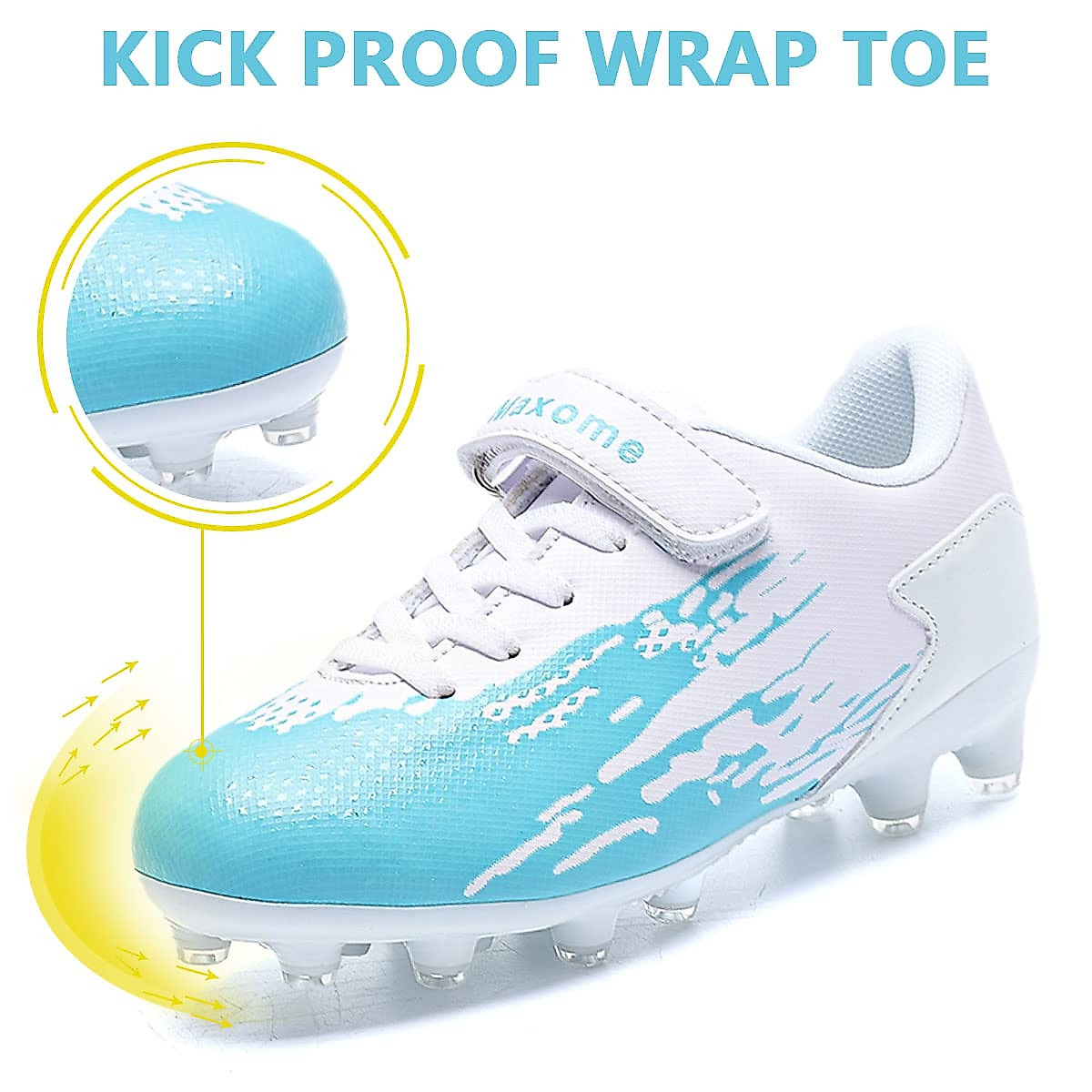 ziitop Kids Soccer Shoes for Boys Girls Youth Football Cleats Outdoor & Indoor Baseball Shoes, Lightweight Breathable Conical Studs, Running & Training for Students (Little Kids/Big Kids) Whiteblue