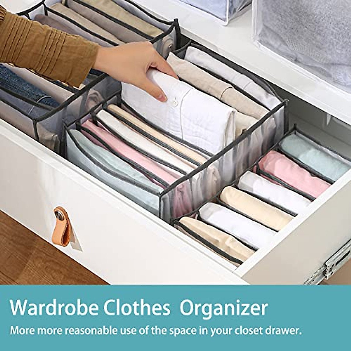 OHEMDI 2 Pack 11 Grids Wardrobe Clothes Organizer and Storage for Underwear and Socks (2 pcs - 11 Grids (Socks))