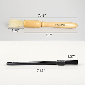 2 Pack Coffee Grinder Cleaning Brush, Heavy Wood Handle & Natural Bristles Wood Dusting Espresso Brush and Nylon Espresso Machine Brush